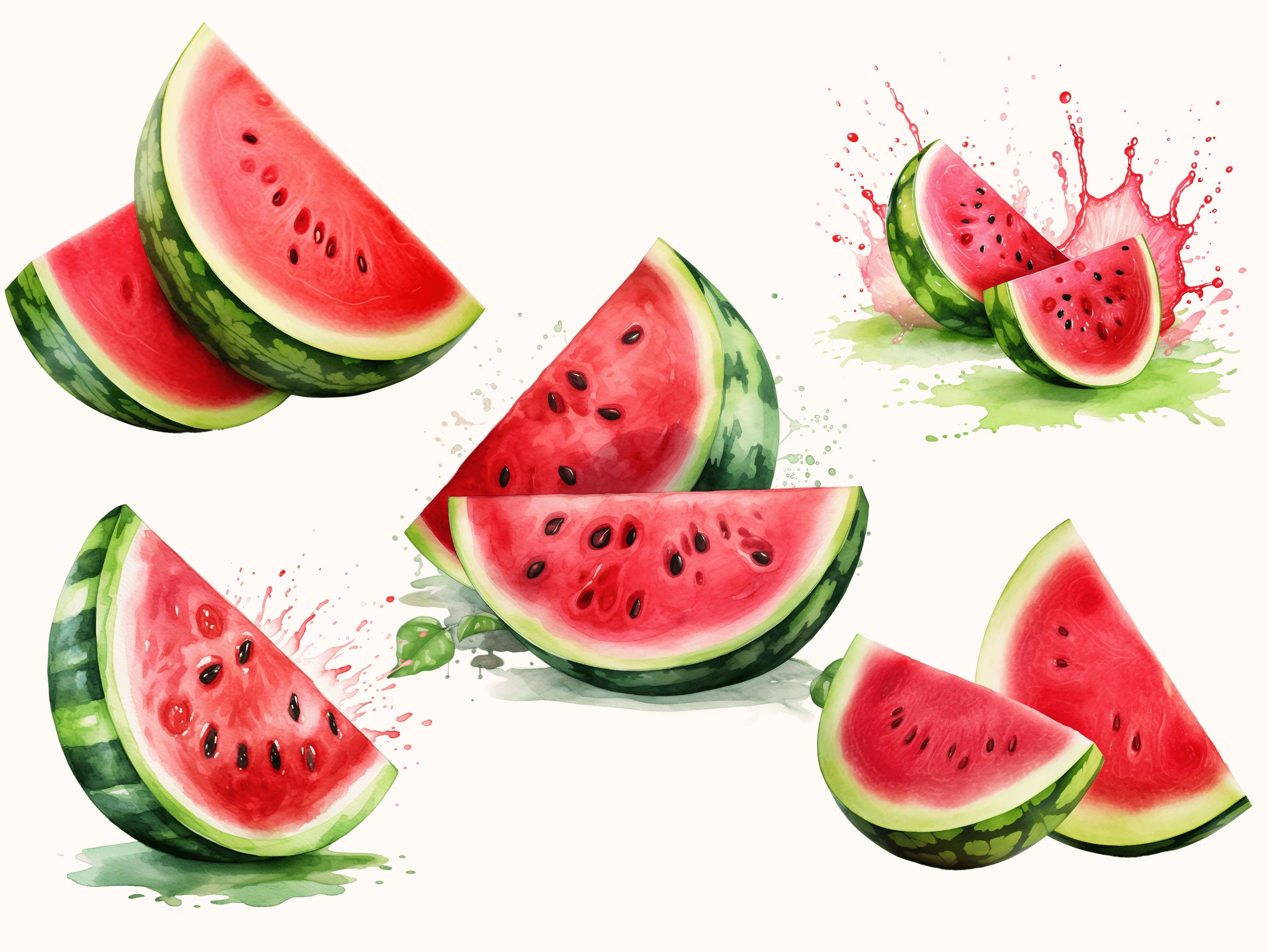 Watermelon Clipart, Fruit Watercolor Watermelon Basket Clip Art, Food ...