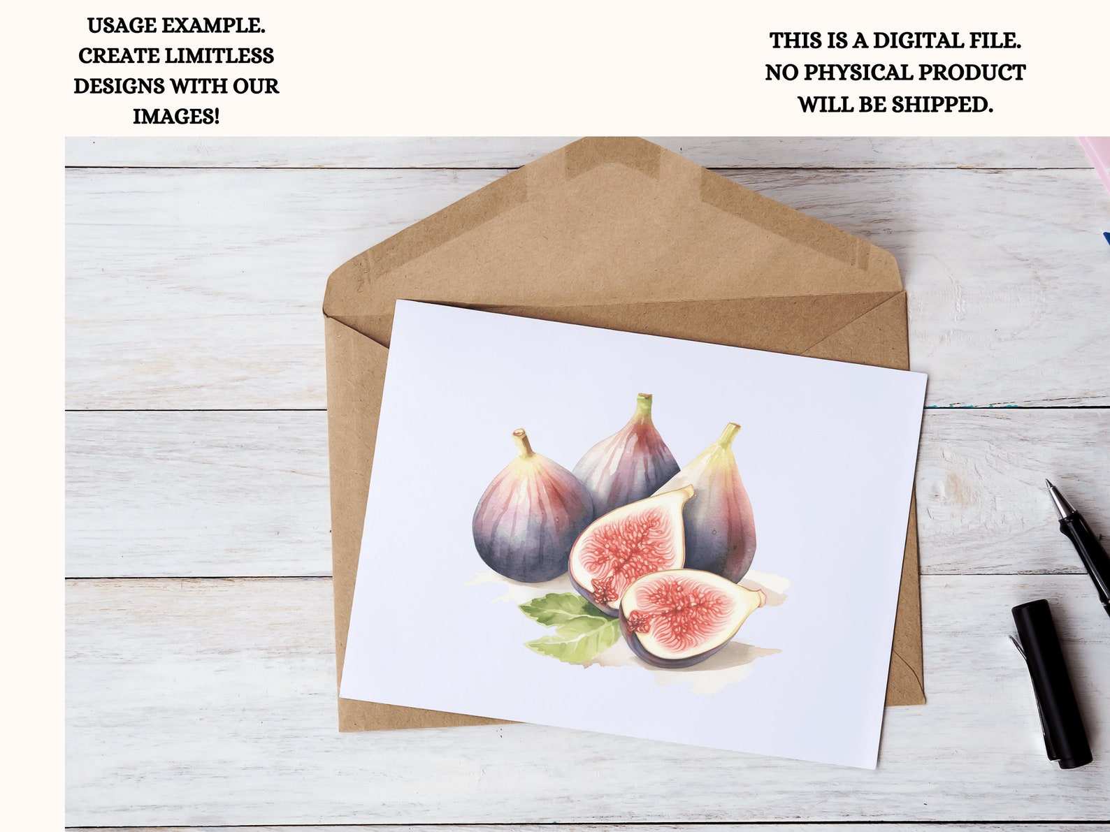 Fig Clipart, Fruit Watercolor Green Fig Tree Clip Art, Food Sticker Mug ...