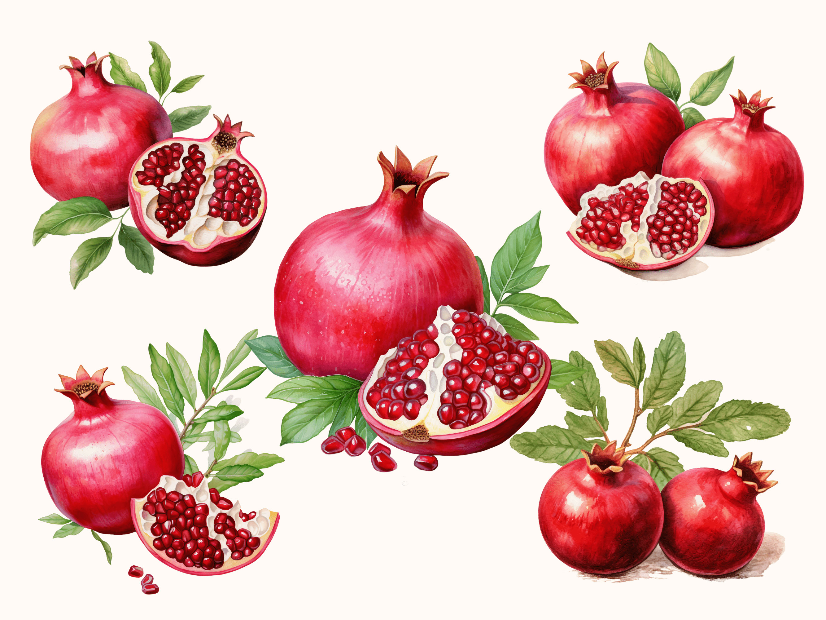 Pomegranate Clipart, Fruit Watercolor Pomegranate Clip Art, Exotic Food ...