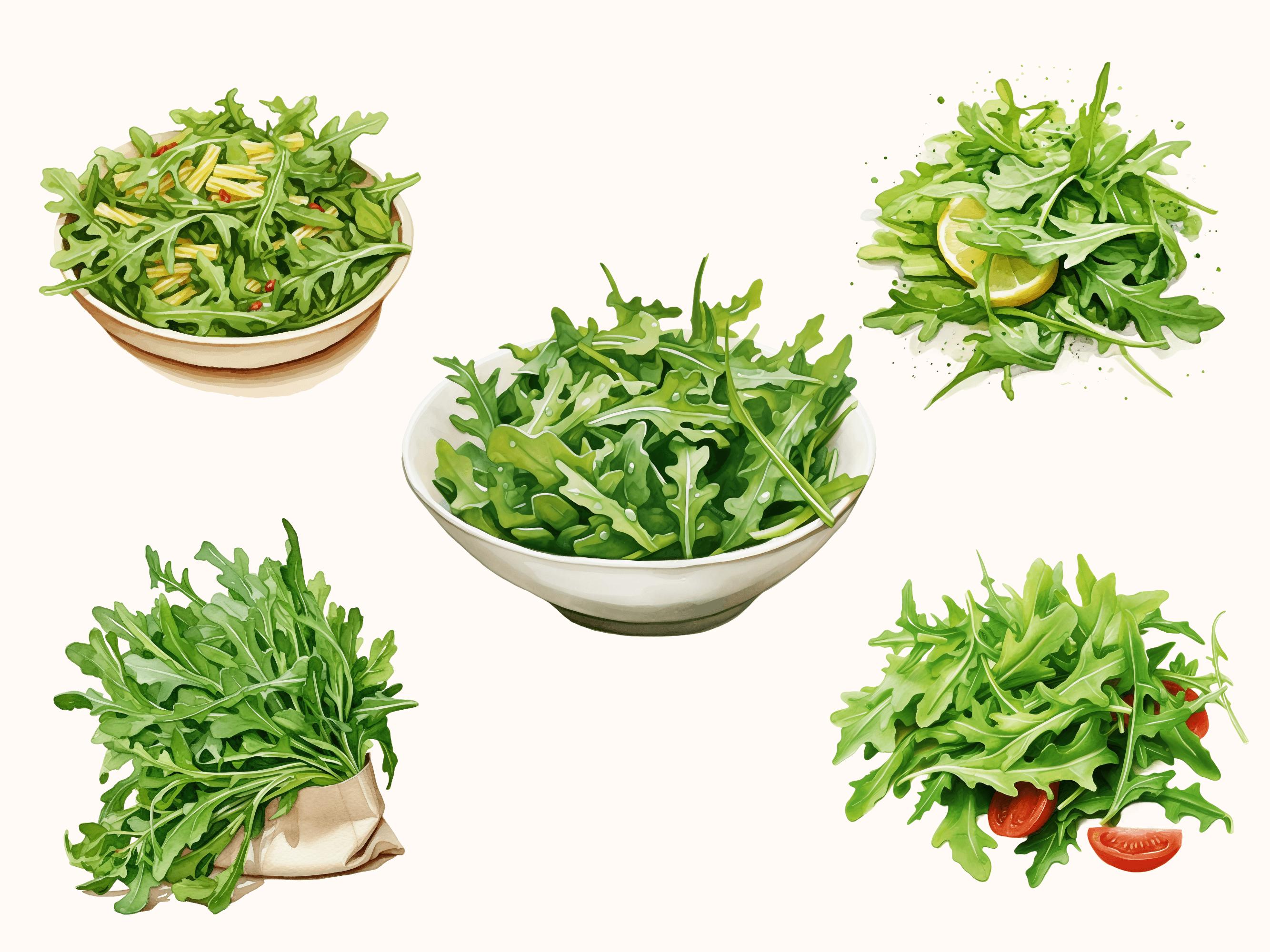 Arugula Clipart, Farm Eruca Vegetable Watercolor Rucola Leaf Art, Food ...