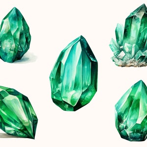 Emerald Clipart Watercolor May Birthstone, Wedding Ring Jewelry ...