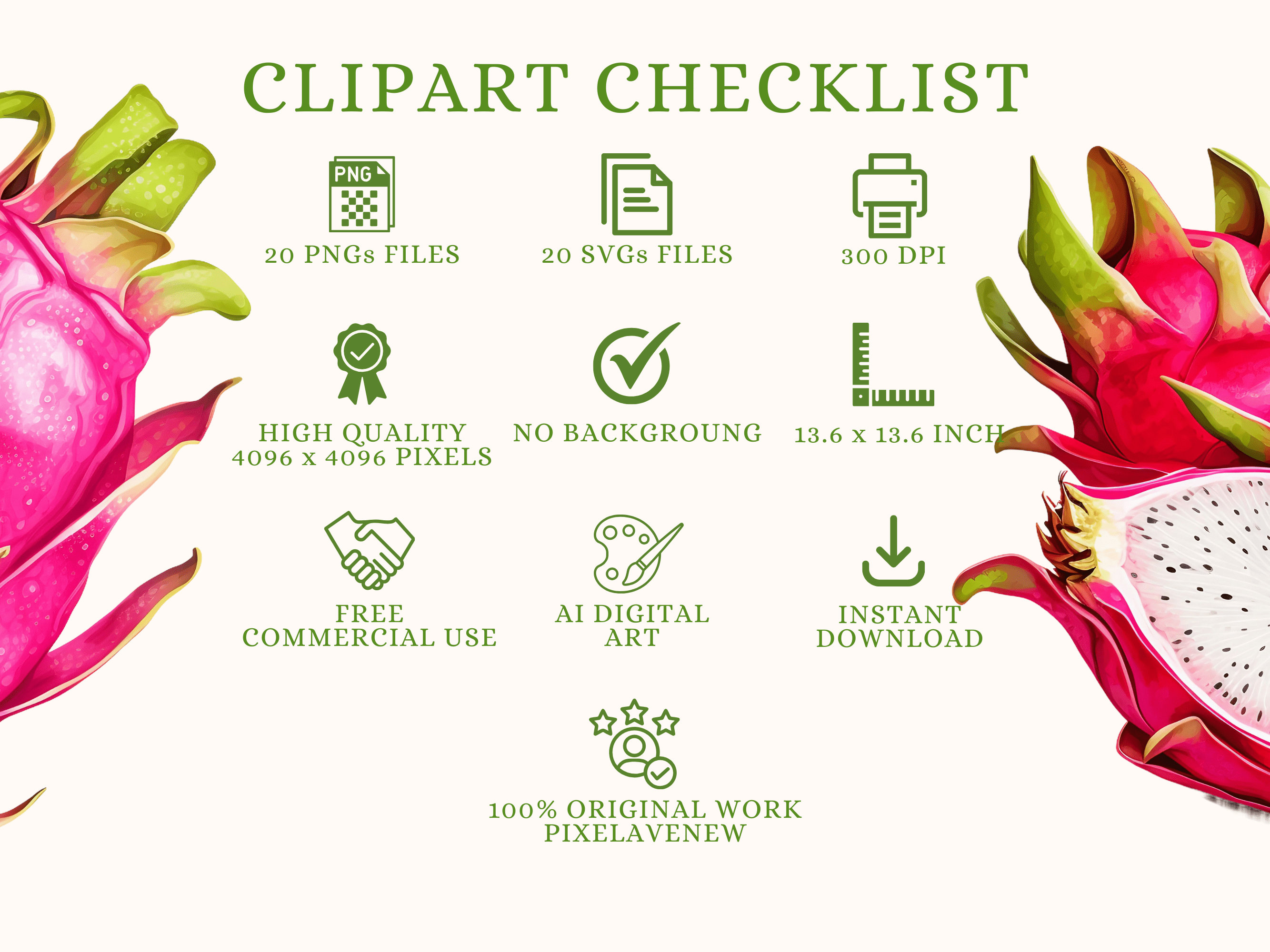 Dragon Fruit Clipart, Fruit Watercolor Yellow Pitaya Clip Art, Exotic ...