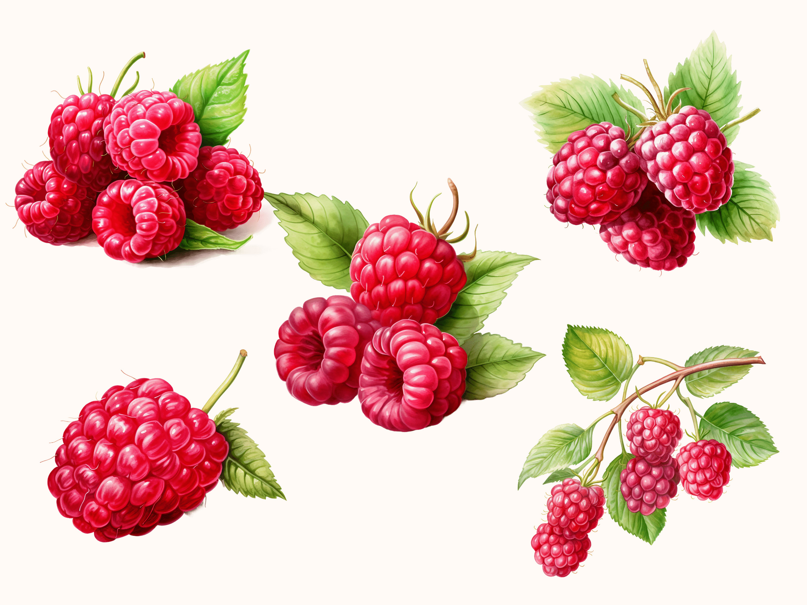Raspberry Clipart, Fruit Watercolor Raspberry Clip Art, Forest Food ...
