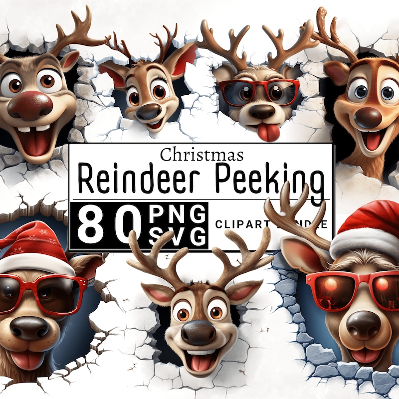 Reindeer Head Clip Art - Etsy
