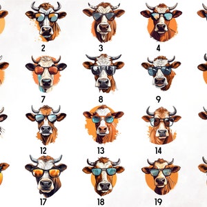 Cool Cow Wearing Sunglasses Clipart, Watercolor Animal Farm Clip Art ...