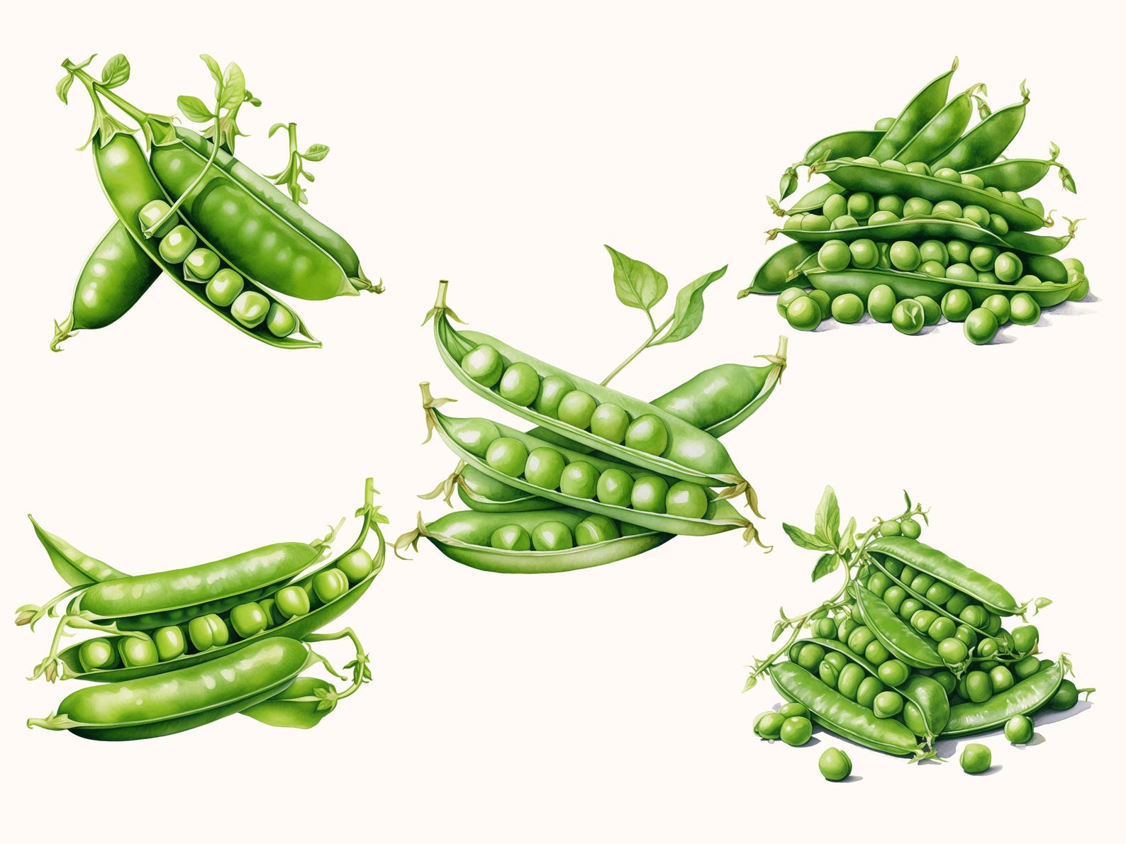 Green Peas Clipart, Farm Vegetable Watercolor Snap Pea Clip Art, Food ...