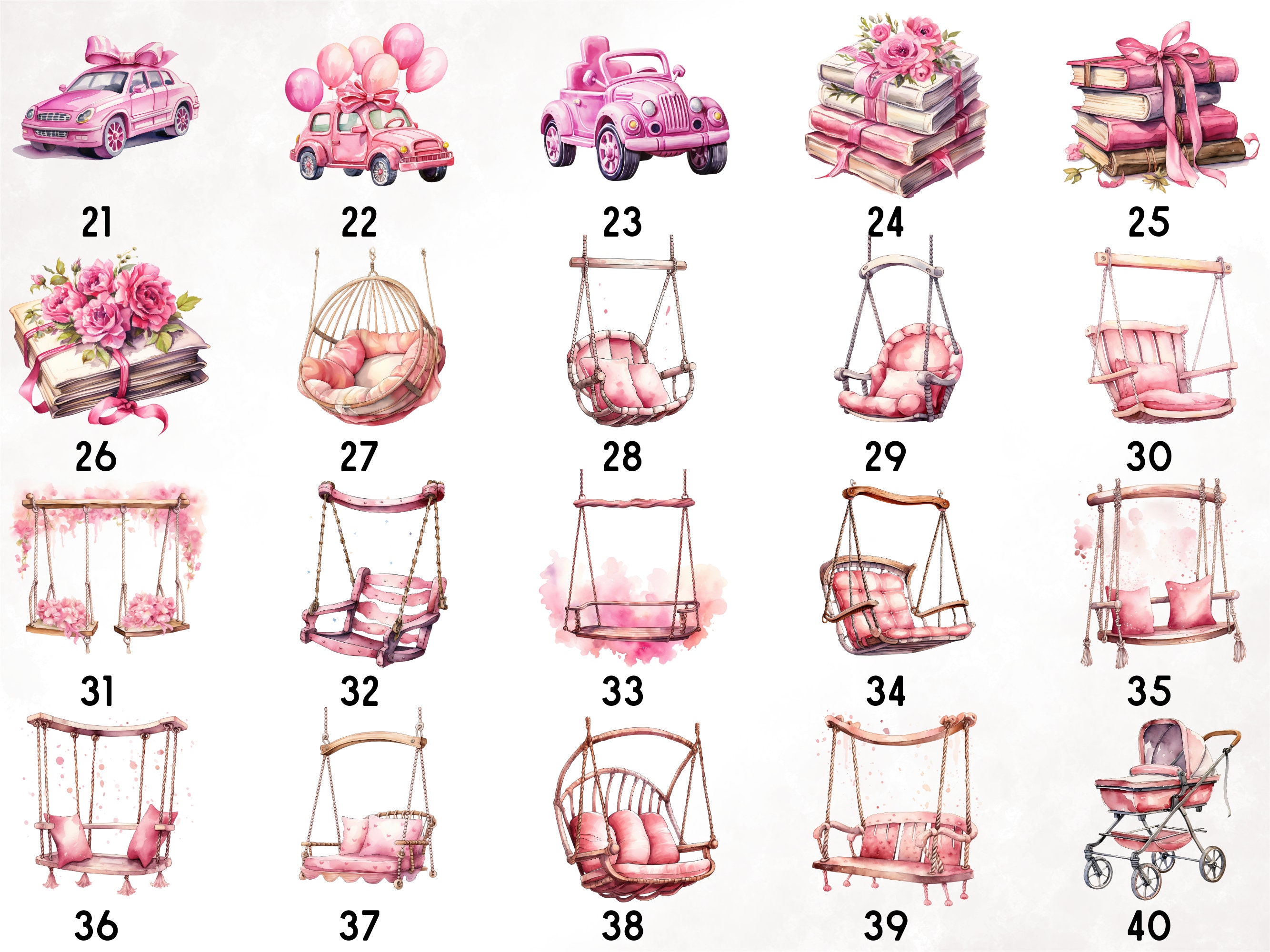 Baby Shower Clipart Bundle, Boy and Girl Gift, Pink Watercolor Clip Art ...