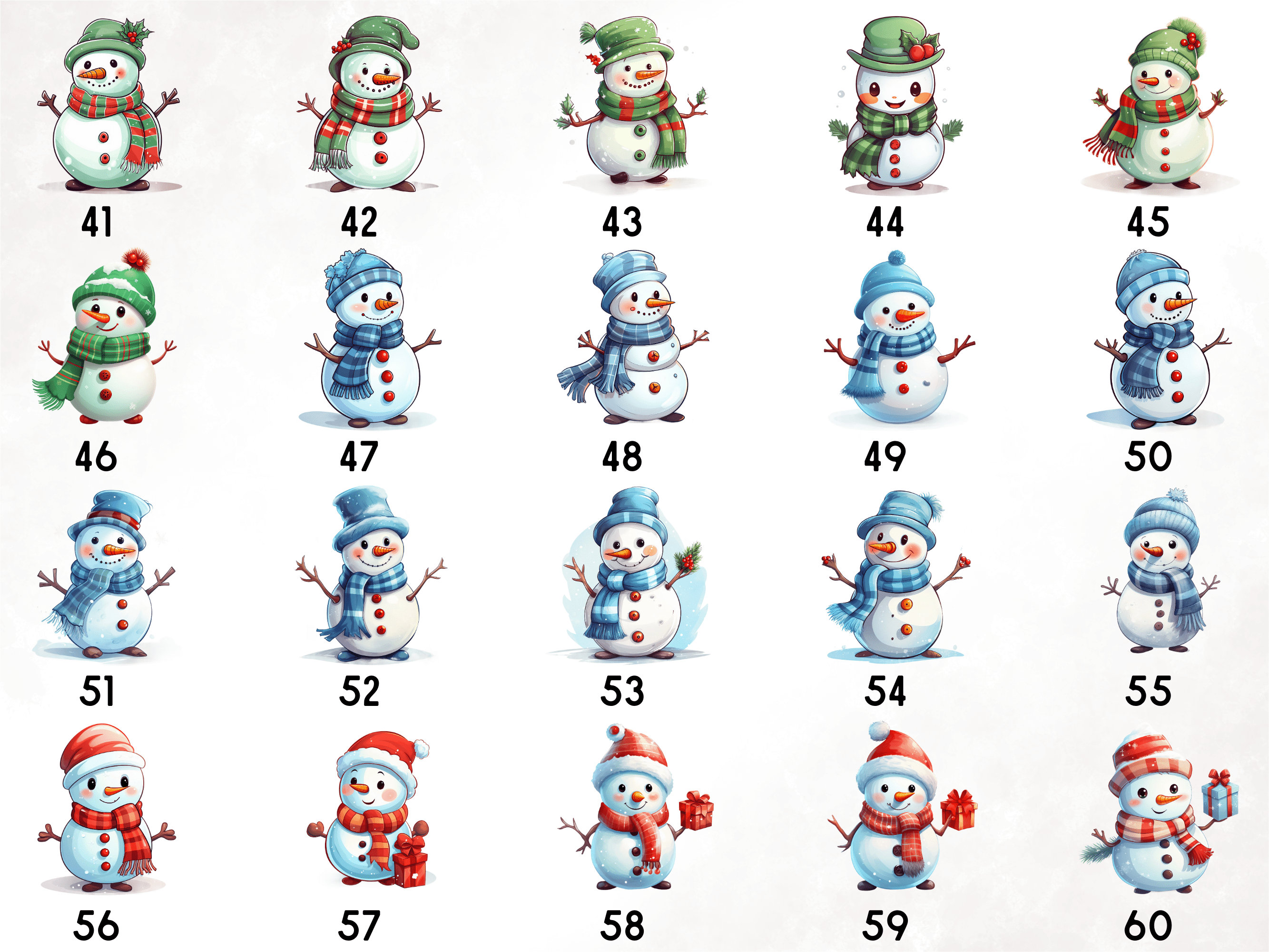 Cute Festive Snowman Clipart, Funny Watercolor Snowman Winter Holiday ...