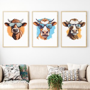 Cool Cow Wearing Sunglasses Clipart, Watercolor Animal Farm Clip Art ...