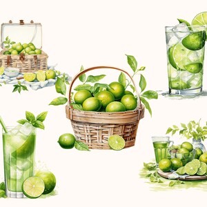 Lime Clipart, Fruit Watercolor Lemon Drink Clip Art, Basket Food ...