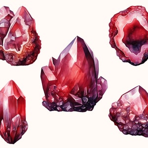 Garnet Clipart Watercolor Gemstone January Birthstone, Healing Geode ...