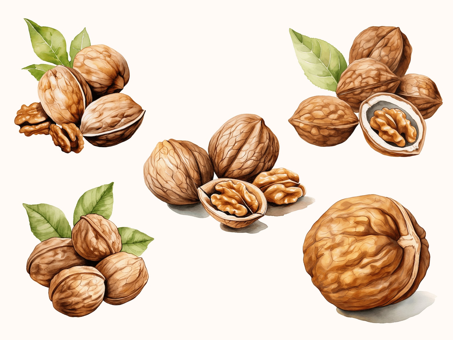 Walnut Clipart, Fruit Watercolor Nut Clip Art, Seed Food Sticker Mug ...