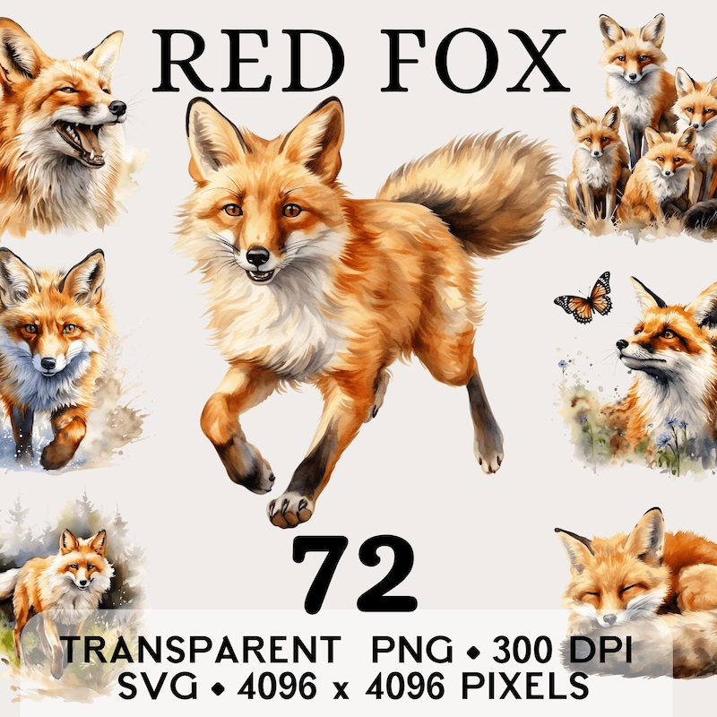 Red Fox Watercolor - Etsy