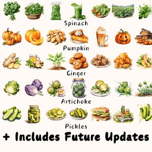 Bundle Vegetables Clipart, Vegetable Watercolor Veggie & Fruit, Farm ...