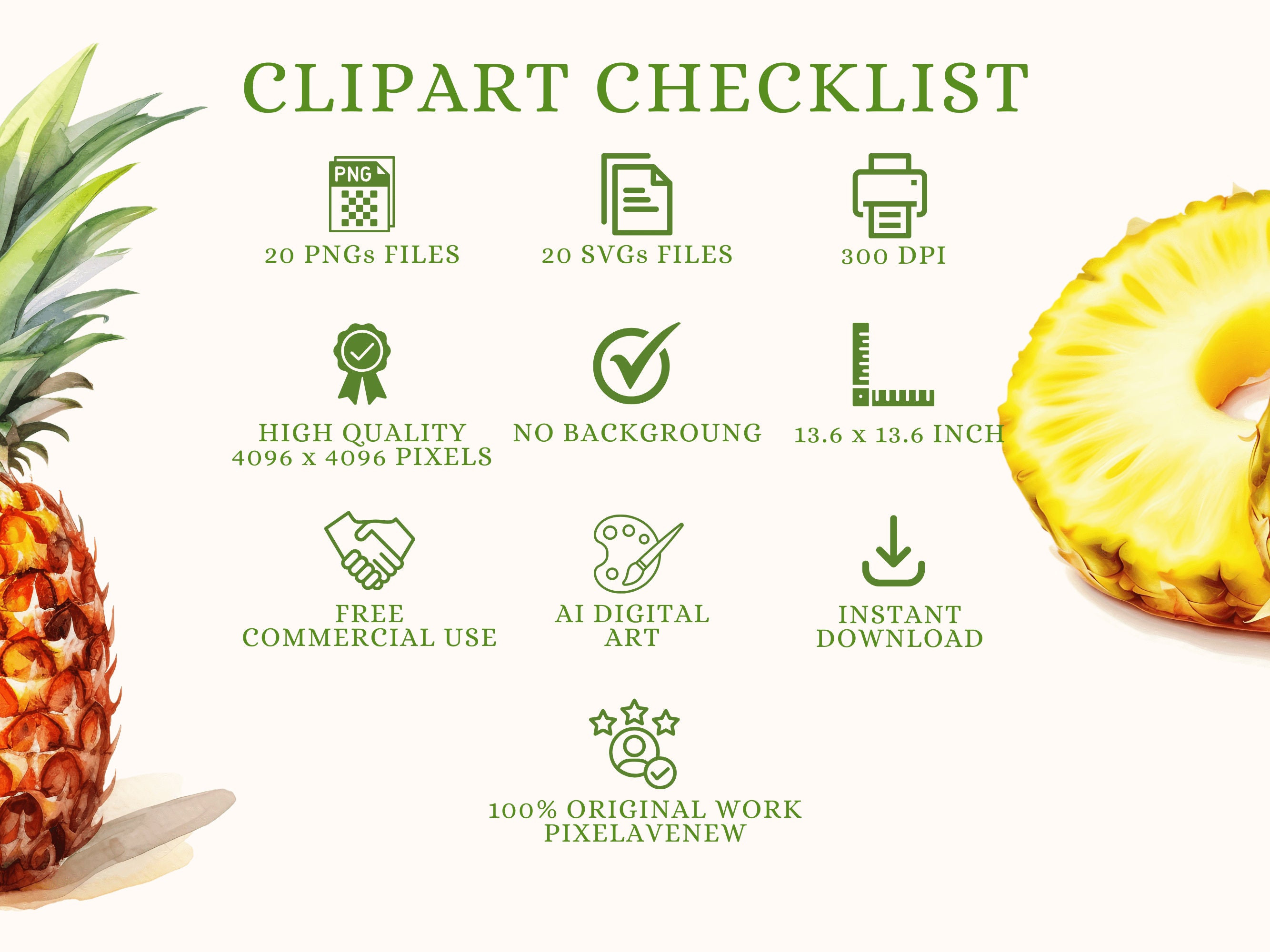 Pineapple Clipart, Fruit Watercolor Pineapple Basket Clip Art, Food ...