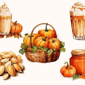 Pumpkin Clipart, Farm Vegetable Watercolor Halloween Pie Clip Art, Food ...