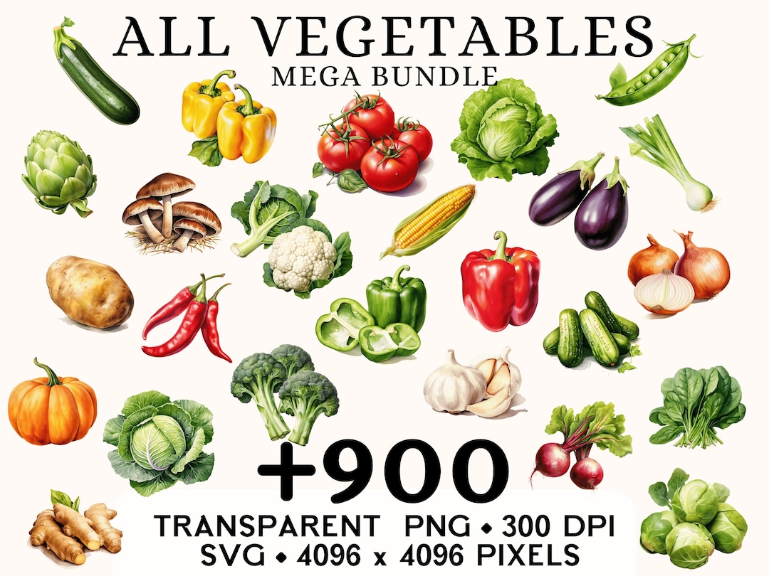 Bundle Vegetables Clipart, Vegetable Watercolor Veggie & Fruit, Farm ...