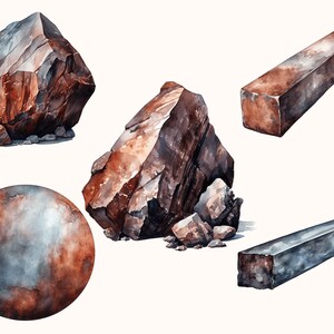 Iron Clipart Watercolor Coin, Rust Iron Bar Art, Iron Ore Sticker Mug ...