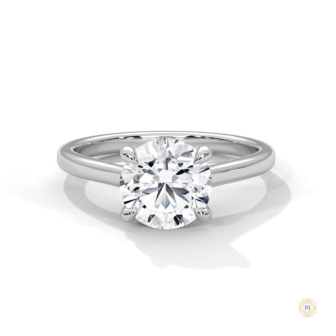 2 Ct. Lab Diamond Solitaire Ring | 14K Gold, Platinum, IGI Certified - Etsy