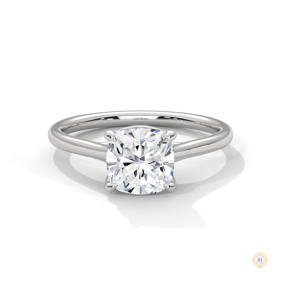 2 Ct. Lab Diamond Solitaire Ring | 14K Gold Cushion Cut, IGI Certified ...