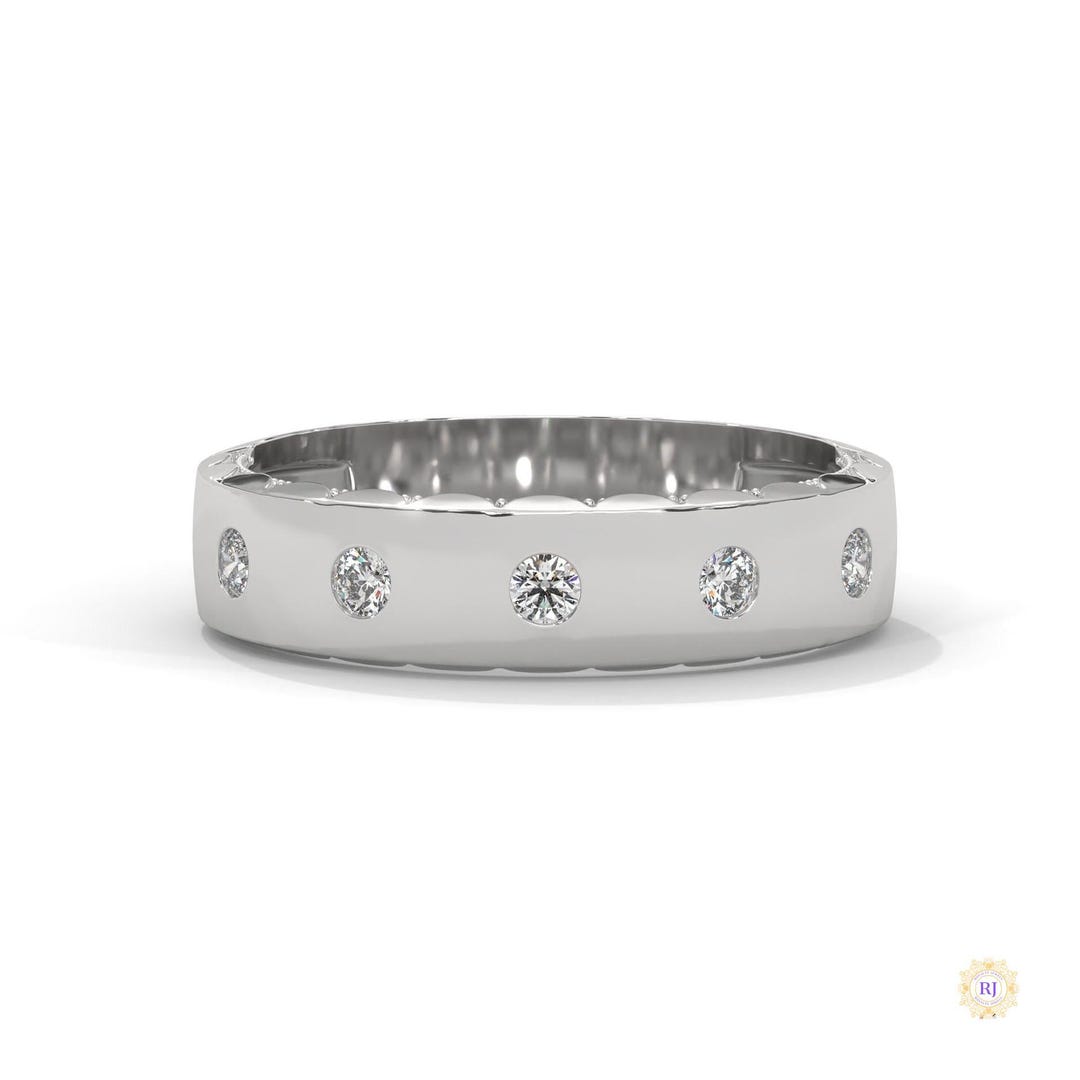 14K Gold Lab Diamond Band Ring | Flush Set Bridal Jewelry - Etsy