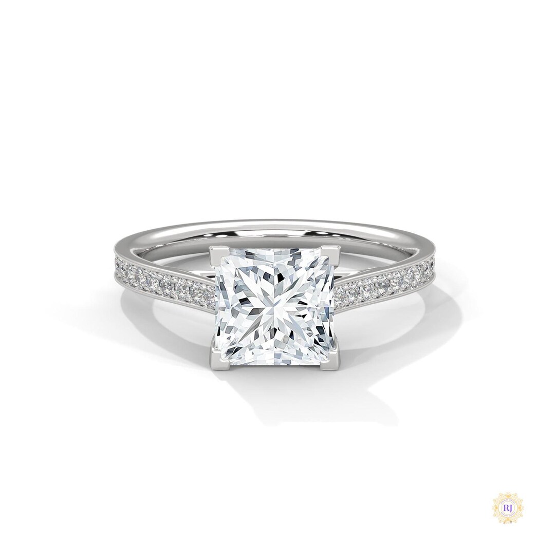 2.25 Ct. Princess Cut Pavé Ring | 14K White Yellow Rose Gold Platinum ...