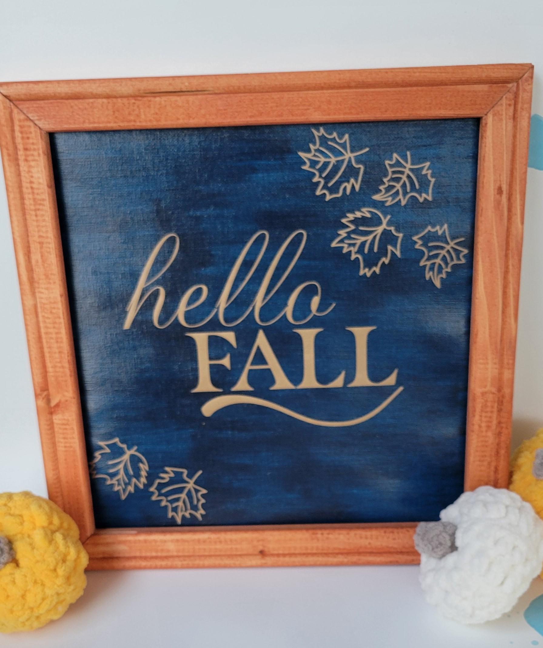 Blue Hello Fall Indoor Wall Decor, Blue Fall Decor, Autumn Decor ...