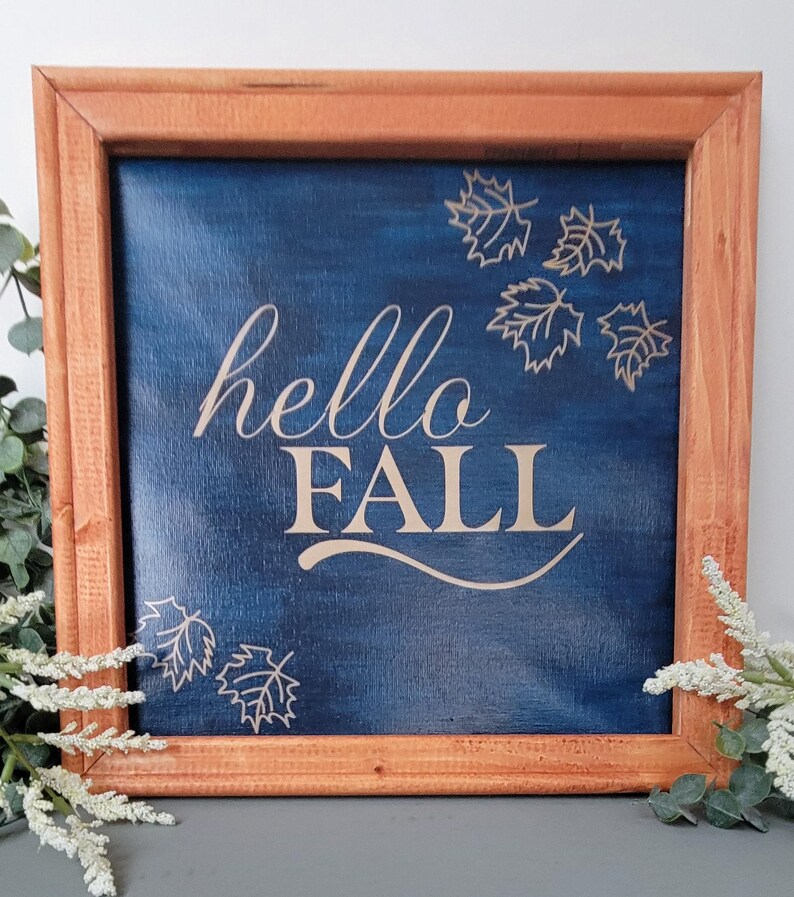 Blue Hello Fall Indoor Wall Decor, Blue Fall Decor, Autumn Decor ...