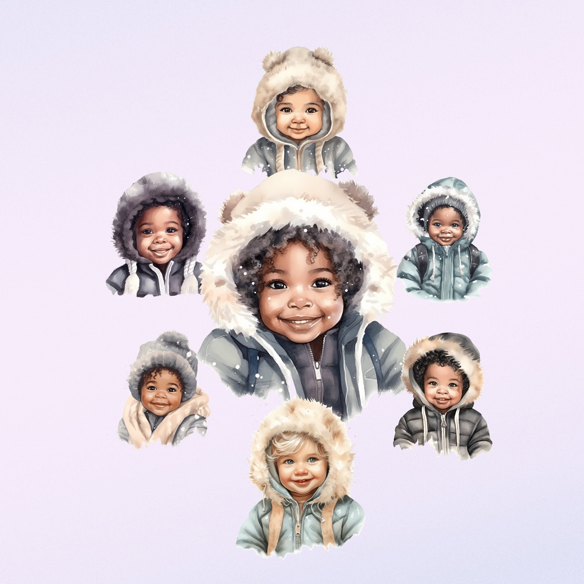 Winter Boys Watercolor Clipart Bundle Commercial Use Transparent PNG ...