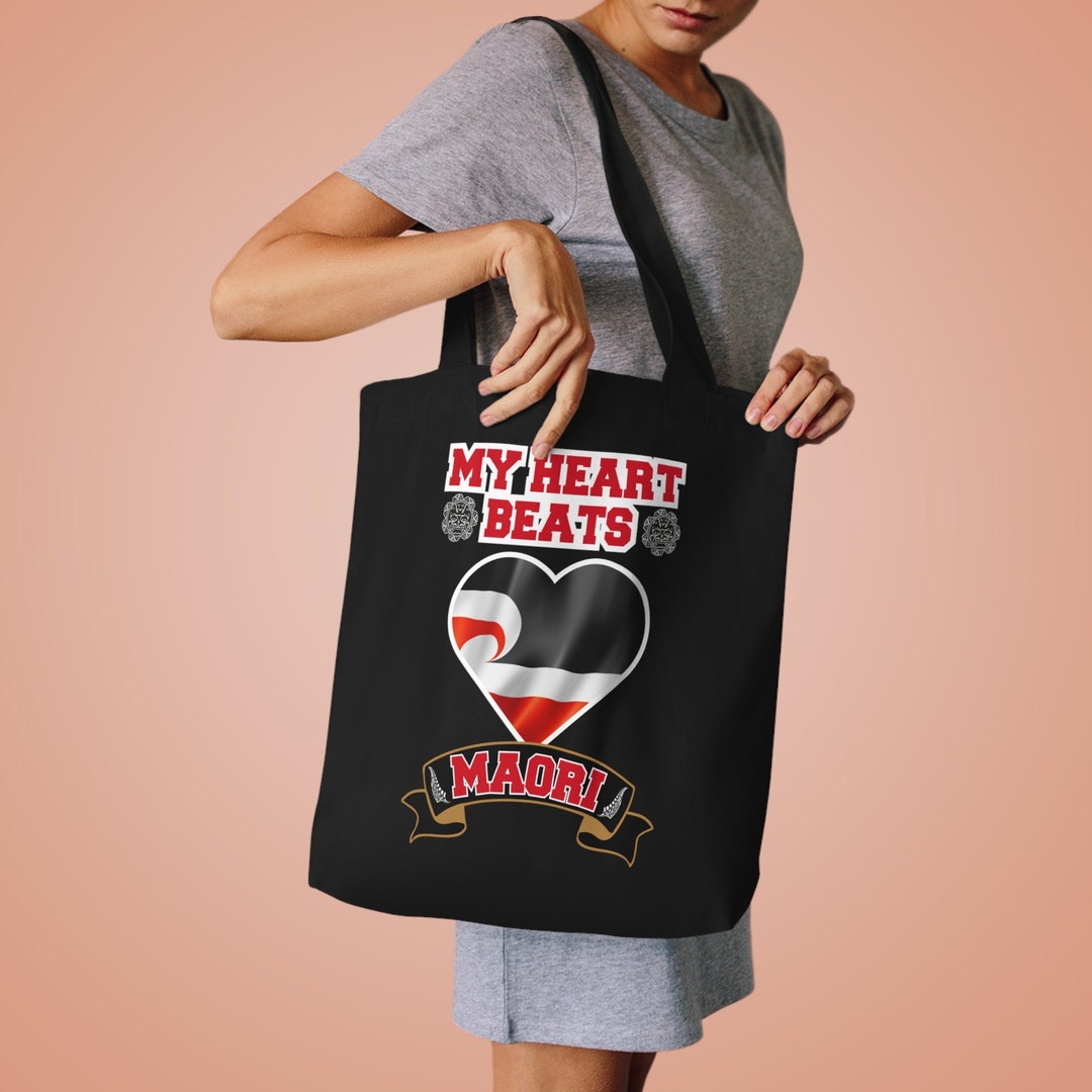 Tote Bag My Heart Beats Maori, Design of the Maori Flag, Beautiful ...