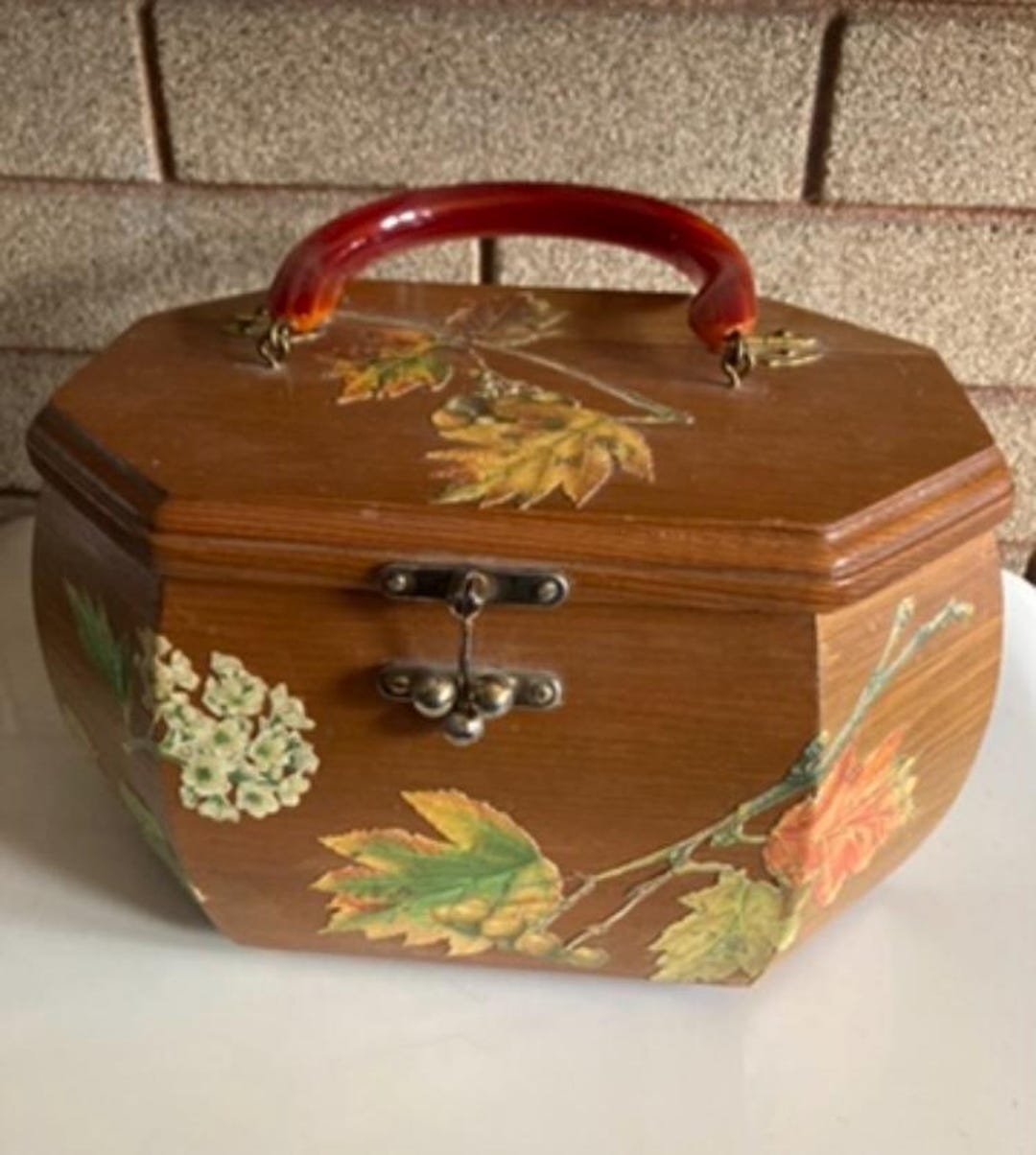 Vintage 60s Decoupage Wood Box Purse With Bakelite Handle - Etsy