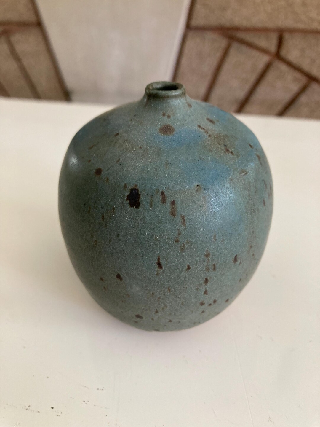 Vintage Petite Weed Pot Ceramic Vessel Vase Art Pottery Dusty Blue Gray ...