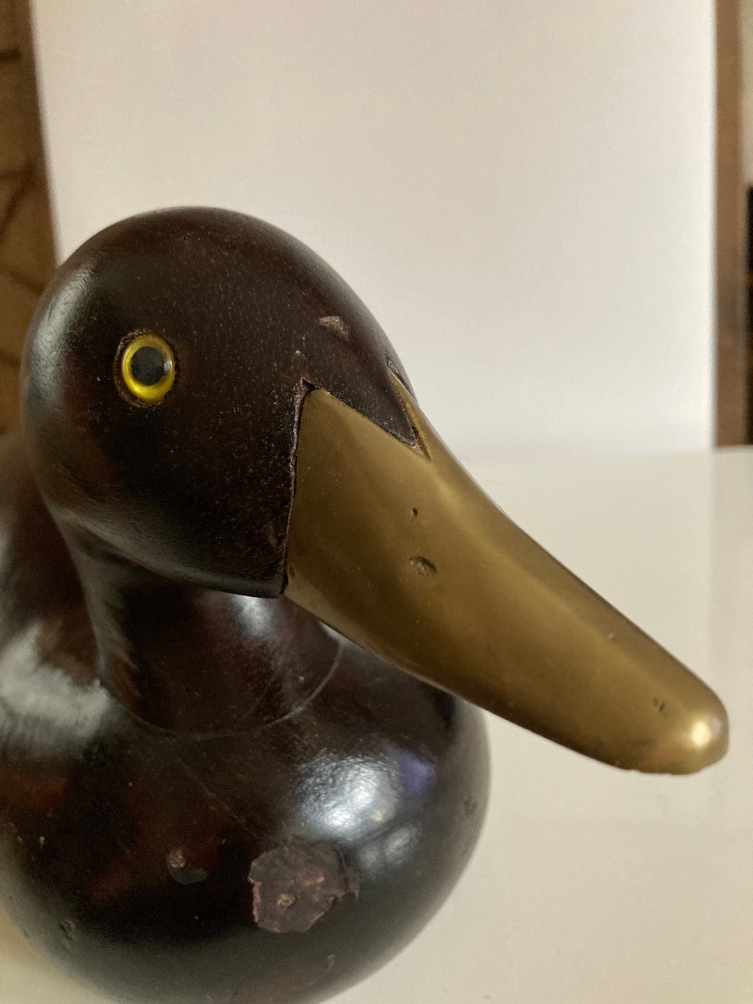 Vintage Wood Decoy Duck W/brass Bill & Glass Eyes - Etsy