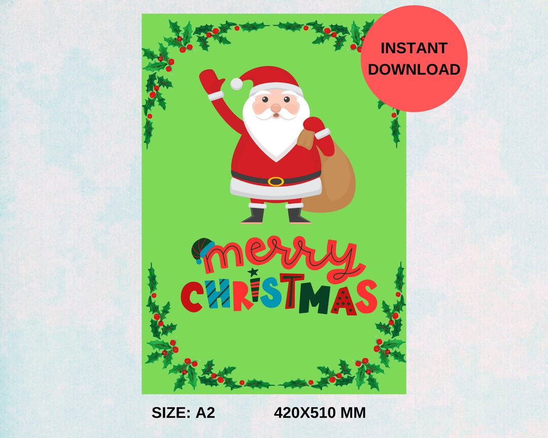 Digital Christmas Cards Printable Santa Christmas Cards - Etsy