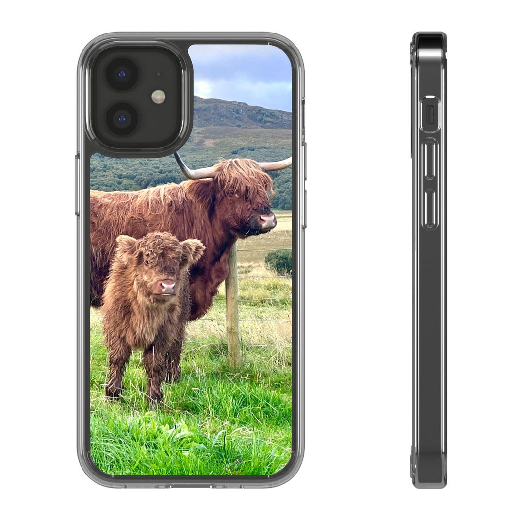 Scottish Highland Coo Cow Mom and Baby iPhone Samsung Phone Clear Cases ...