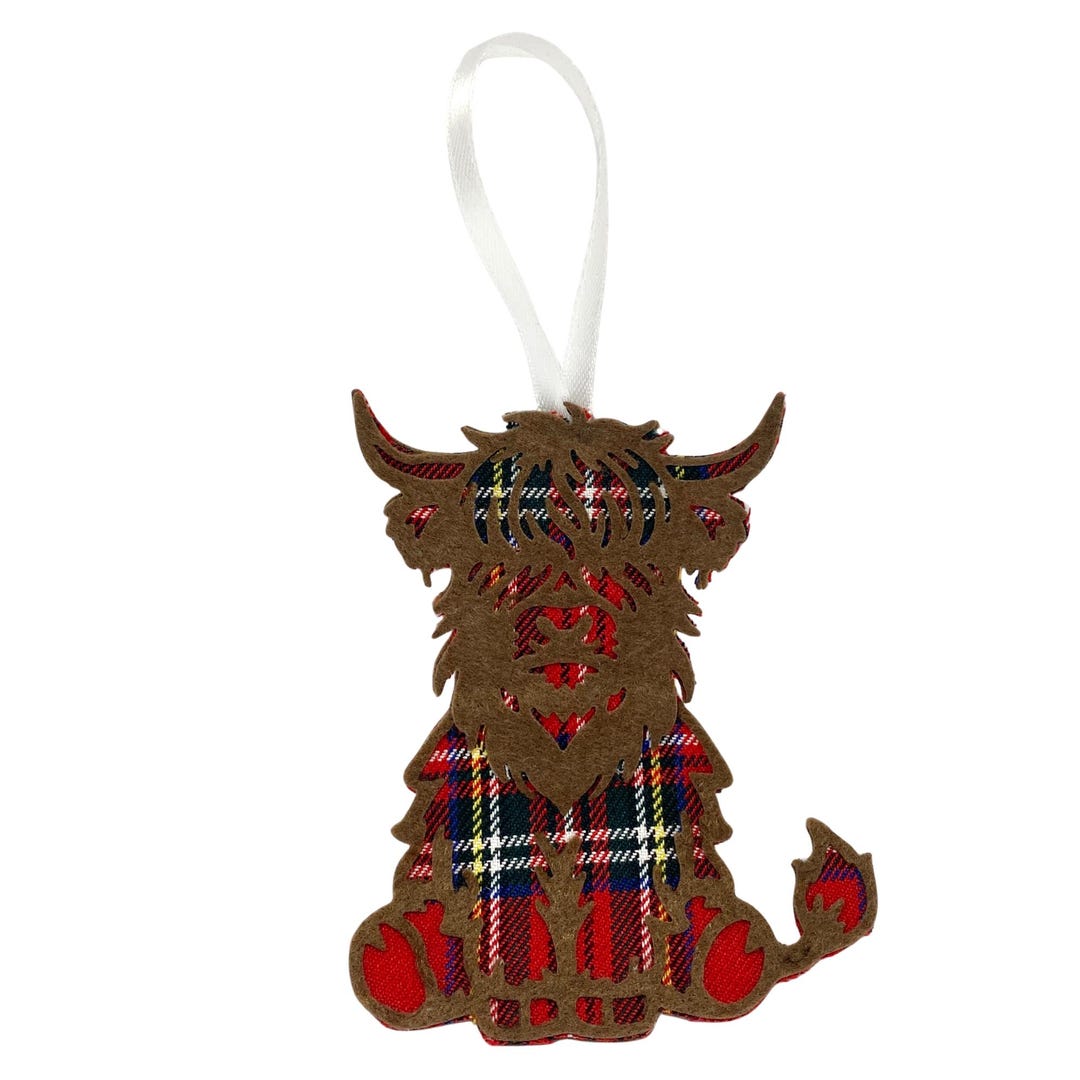 Handmade Tartan Highland Cow Felt Ornament: Scottish Christmas Keepsake ...