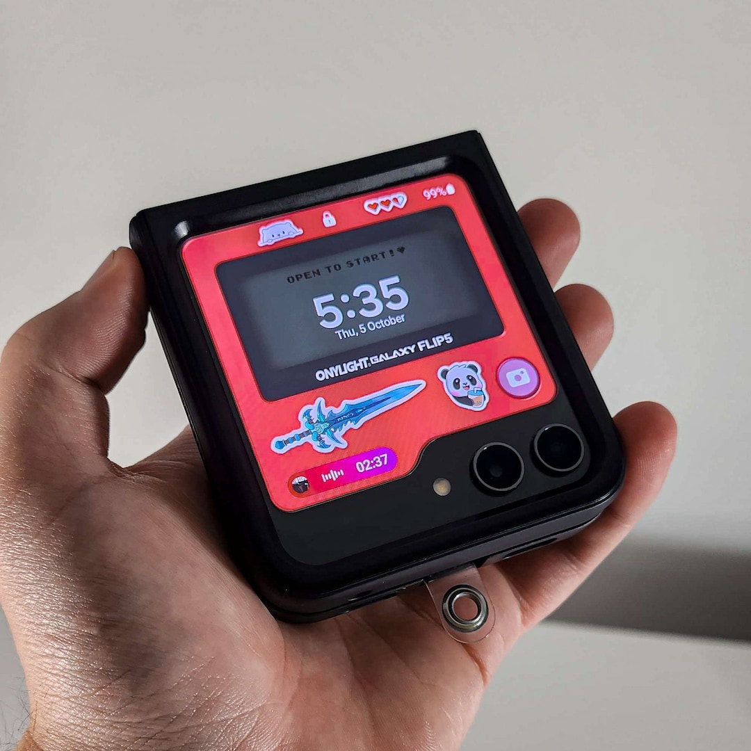 Samsung Galaxy Z Flip Cover Screen Wallpaper - Cute Sticker Gamer (red ...