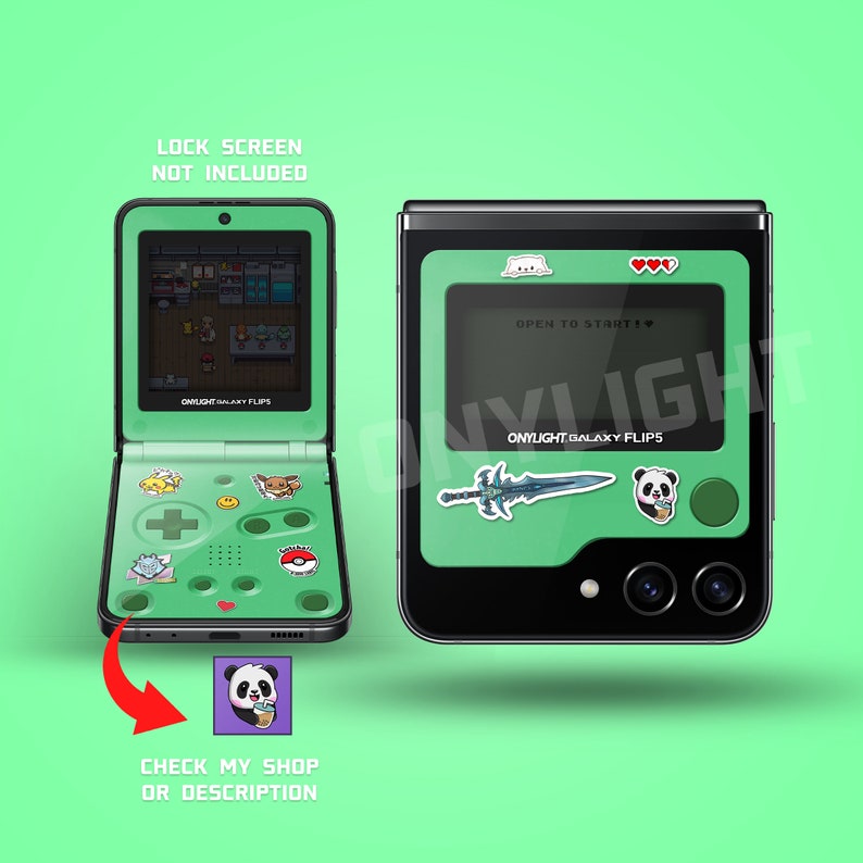 Samsung Galaxy Z Flip Cover Screen Wallpaper - Cute Sticker Gamer (mint ...