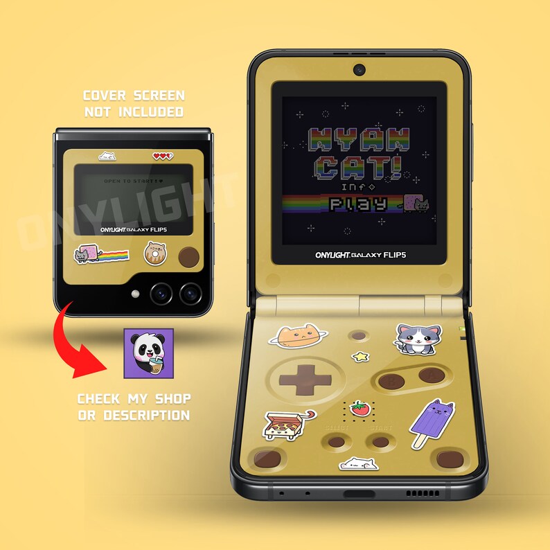 Samsung Galaxy Z Flip Wallpaper - Cute Sticker Kitten (yellow) - Etsy