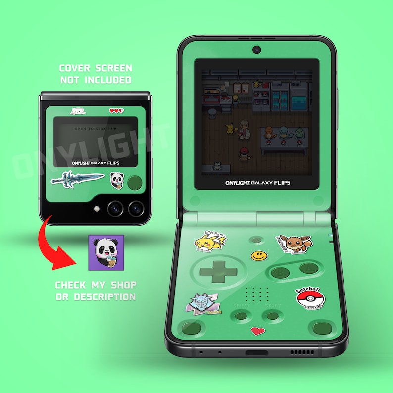 Samsung Galaxy Z Flip Wallpaper - Cute Sticker Gamer (mint) - Etsy