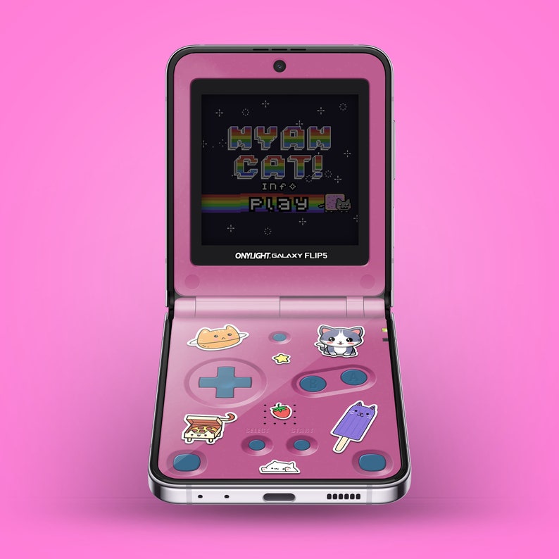Samsung Galaxy Z Flip Wallpaper - Cute Sticker Kitten (pink) - Etsy