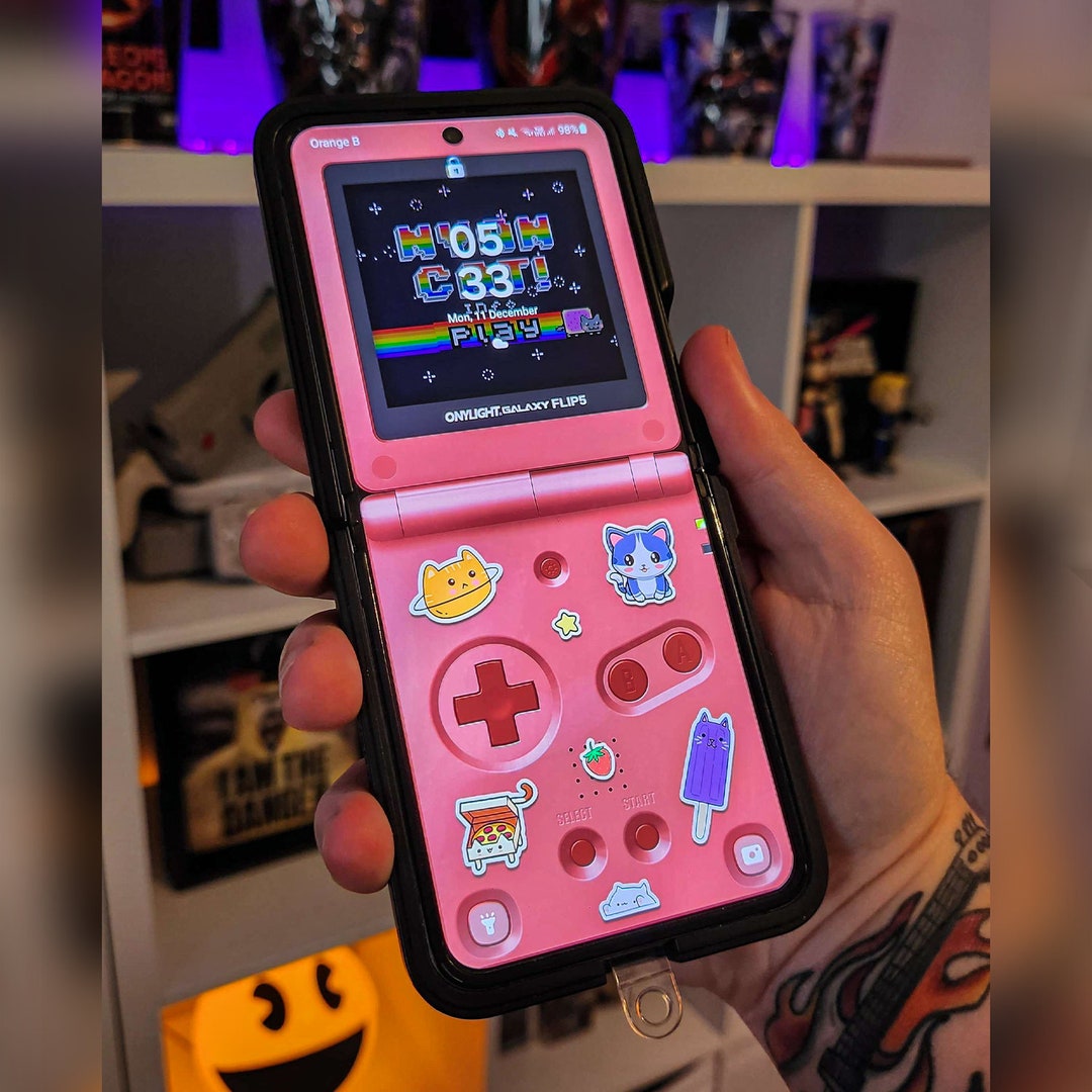 Samsung Galaxy Z Flip Wallpaper - Cute Sticker Kitten (red) - Etsy