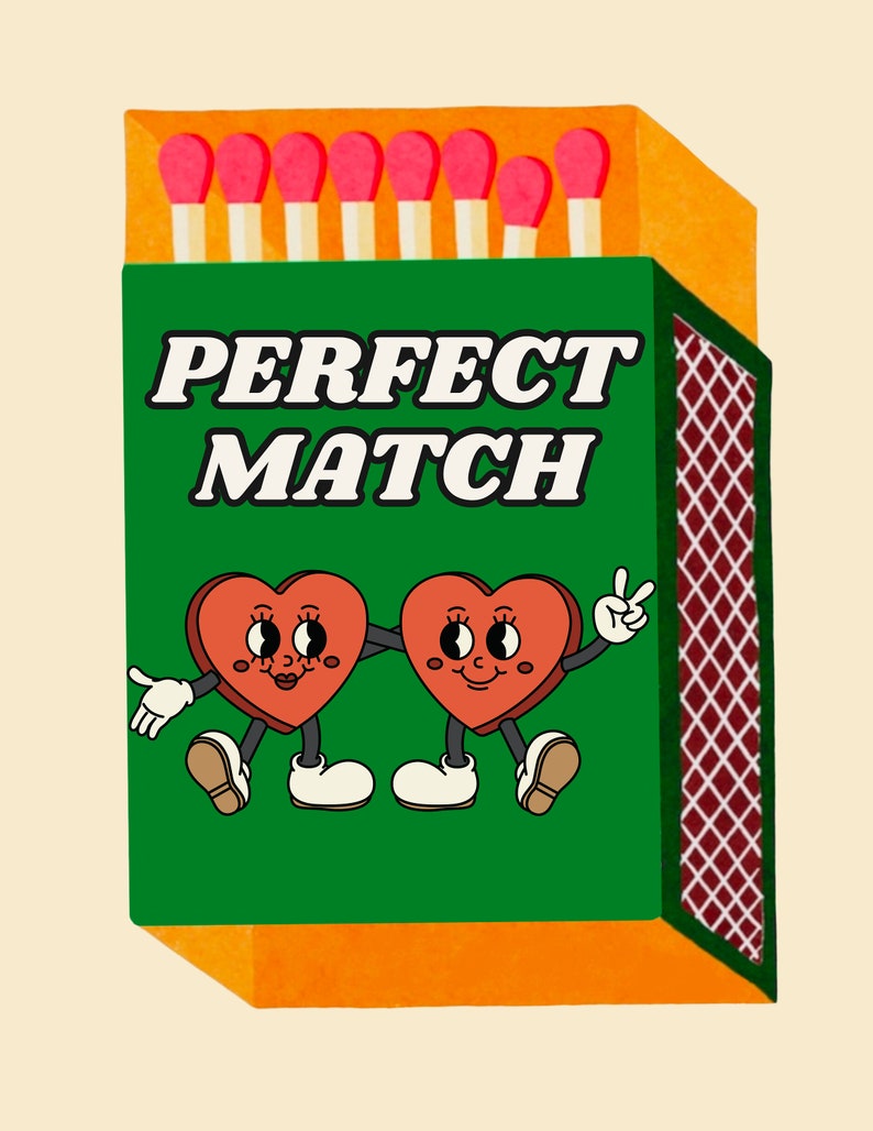 Perfect Match Print DIGITAL DOWNLOAD Funky, Retro, Colorful Maximalism ...