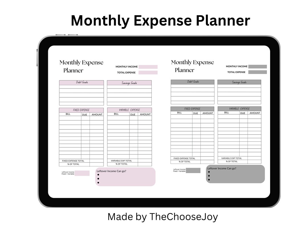 Digital Monthly Expense Planner, Money Tracker, Money Planner, Expense ...