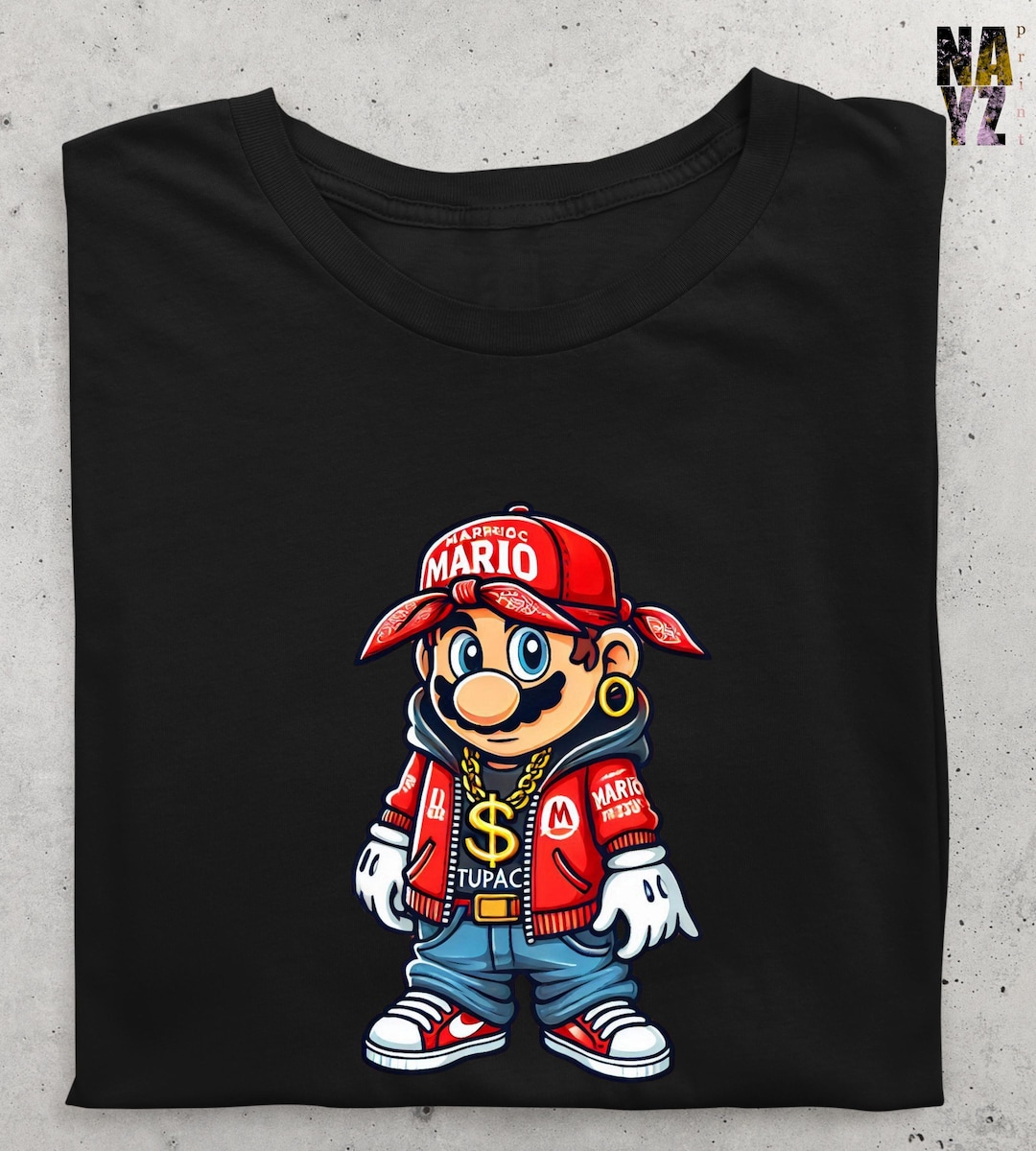 Tupac Inspired Super Mario Shirt, Retro Mario Gamer Streetwear ...
