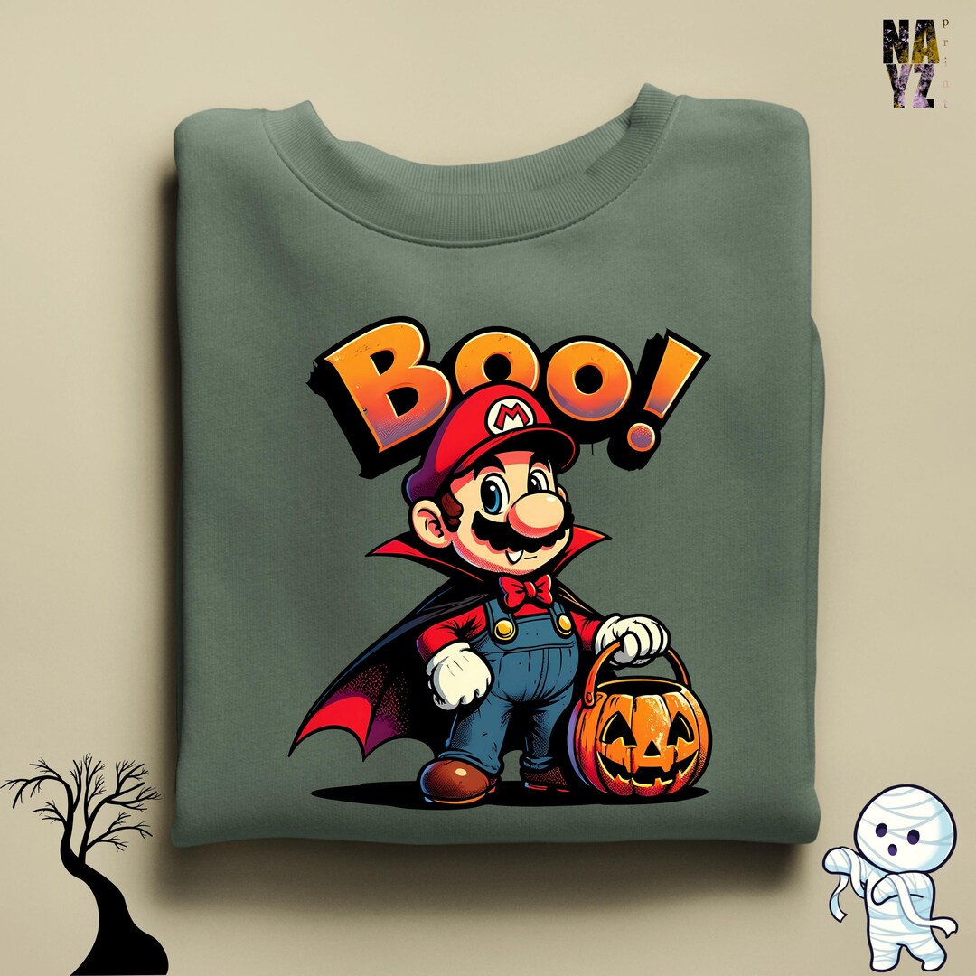 Spooky Mario Vampire Halloween Sweatshirt: Super Mario Party Costume - Etsy