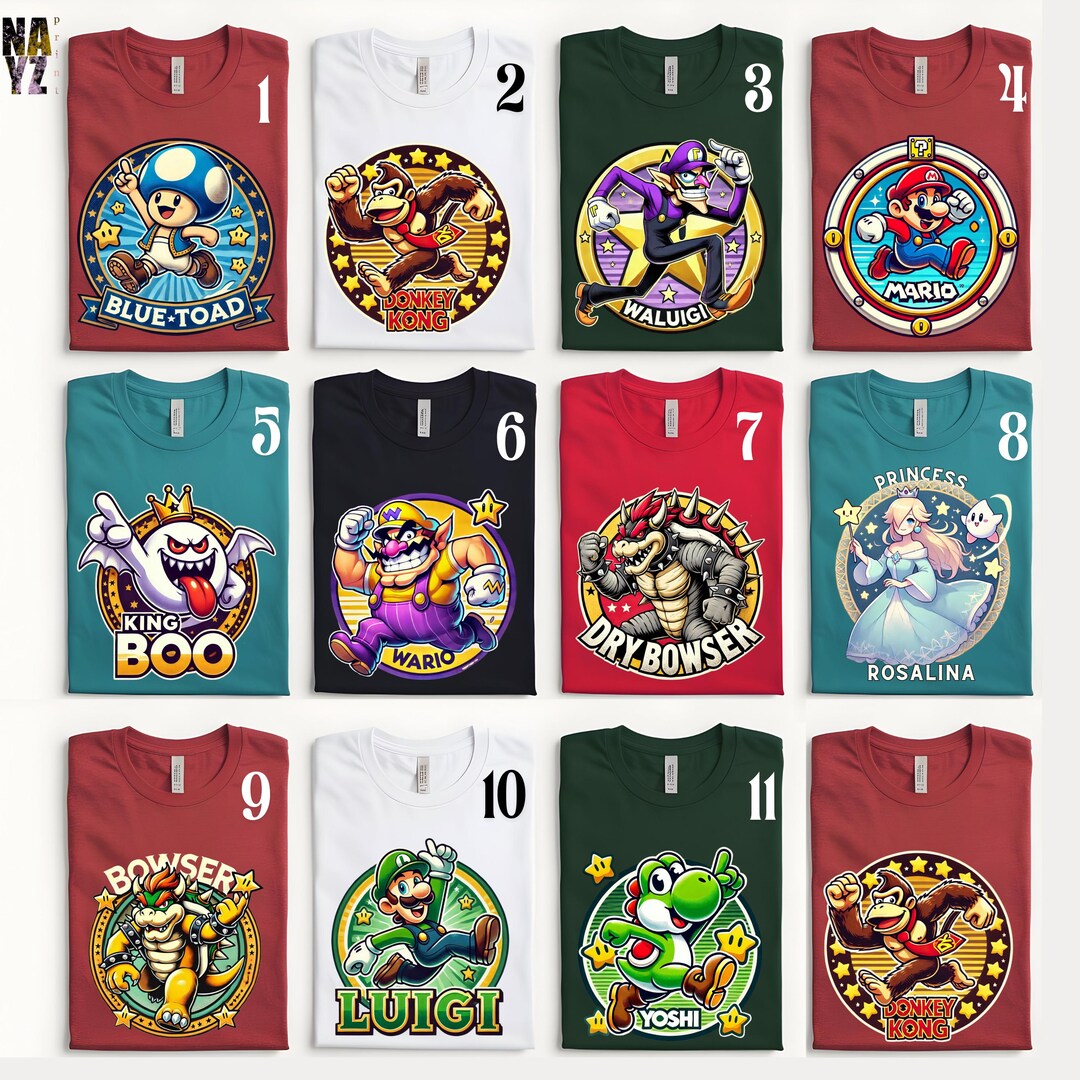 Super Mario Character Shirt, Super Mario Family Shirt, Personalized ...