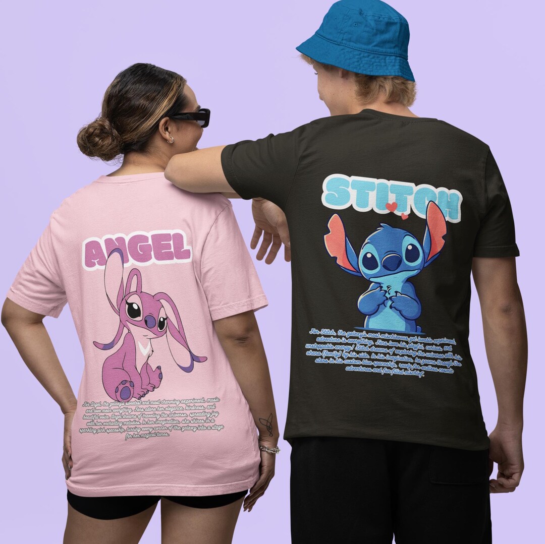 Stitch Matching Couple T-shirts, Personalized Stitch and Angel Shirt ...