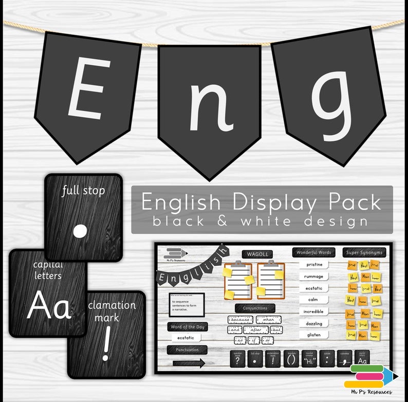 English Working Wall Display B&W - Etsy UK