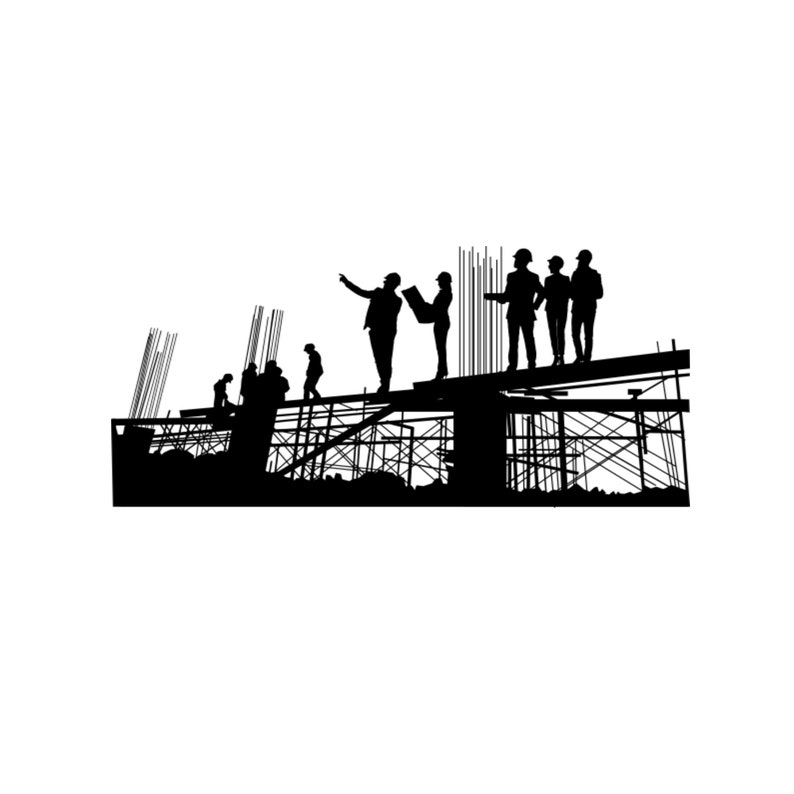 Silhouette of Engineer and Worker on Building Site SVG Png.female ...